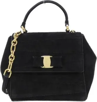 Ferragamo Sac bandouli&egrave;re en daim Pre-owned - Femme - Pre-owned - Noir - Taille: ONE Size