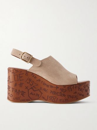 Chloé Sandales Plates-formes En Daim Maxime - Neutres