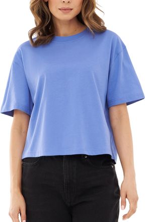 Johnny Urban Cropped Shirt Damen und Herren Lila Blau Print - Zoey - Kurzes Top aus Baumwolle - Crop Shirt Kurzarm - Basic Tshirt für Sommer