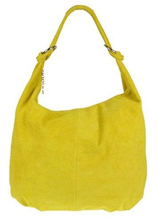 Girly HandBags Femme Hobo Italian Suede Véritable sac à bandoulière en cuir Jaune