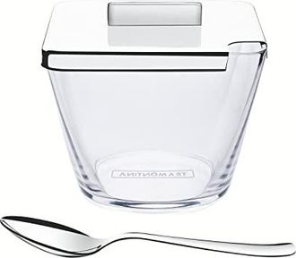 Tramontina Zuckerdose mit Löffel, Edelstahldeckel, spülmaschinengeeignet