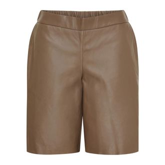 Notyz Leder-Shorts mit l&auml;ngerem Bein - - Shorts - Damen - Braun - XS