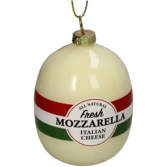HD Collection Christbaumschmuck Glas 8,5cm - Mozzarella Käse Aufhängen - Weihnachtsbaum Anhänger für Weihnachten - Christbaumanhänger & Weihnachtsbaumschmuck - Crem