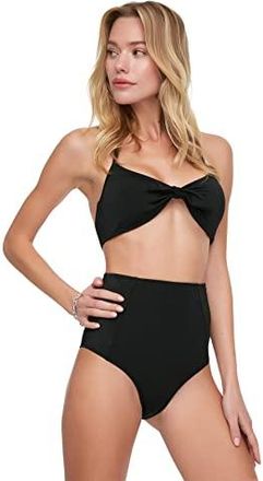 Trendyol Tasse à Taille Haute pour Femme - avec 6 Bas de Bikini - Noir - Taille 38
