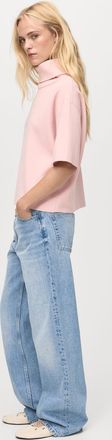 Mango Kurzarm-Rollkragenjersey rosa - Damen - S - MANGO