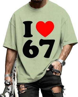 Generic T-shirt humoristique &laquo; I Love 67 &raquo; pour la Saint-Valentin - T-shirt graphique 6 7 Meme Heart Six Seven - En coton - Tendance - D&eacute;contract&eacute; - Pour tous