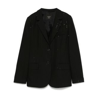 Twinset Femme, Vestes, Noir, Taille: 40 FR Veste Noire &agrave; Paillettes &agrave; Rayures