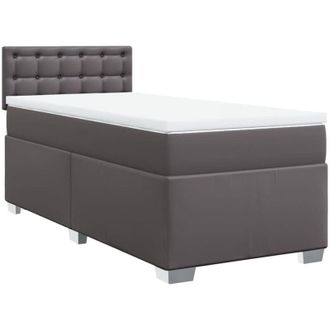vidaXL Boxspringbett mit Matratze Grau 100x200 cm Kunstleder Vidaxl