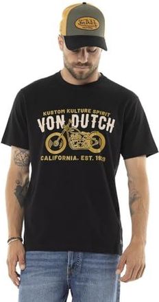 Von Dutch Tee Shirt Homme Coton, T Shirt Homme, Regular fit, Col Rond & Manches Courtes, Noir Taille M