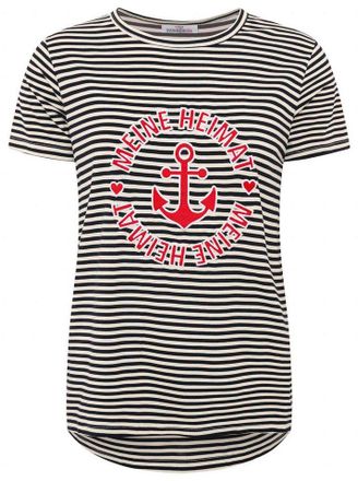 Zwillingsherz T-Shirt Heimat Anker gestreift, rundes Motiv mit Anker, Rundhals