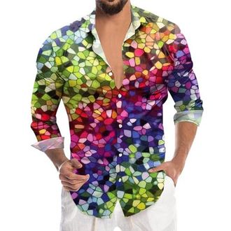 Generic Chemise pour homme style ann&eacute;es 60 &agrave; revers Disco Fever Tenue ample pour carnaval Coupe r&eacute;guli&egrave;re Costume d&eacute;contract&eacute; classique Streetwear, 054 Rouge,