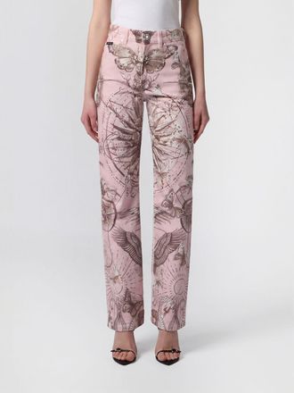 Philipp Plein Jean skinny taille haute en denim de coton &agrave; imprim&eacute; graphique