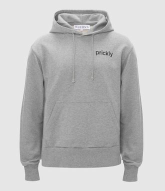 J.W.Anderson Sweatshirt Homme Capuche Prickly Back Print Light Grey
