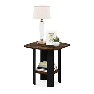 Furinno Design Simple Table dAppoint de Chevet avec Tiroir Poubelle, Pin Ambr&eacute;/Noir