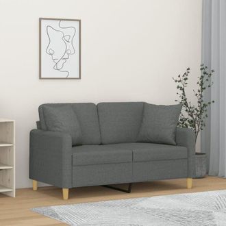 vidaXL 2-Sitzer-Sofa mit Zierkissen Dunkelgrau 120 cm Stoff Vidaxl
