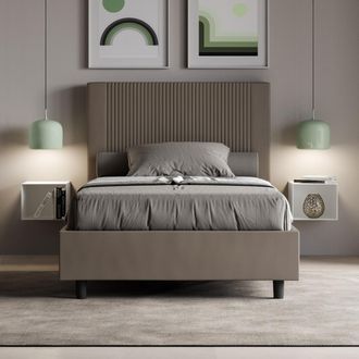 Les Tendances Les Tendances - Letto Matrimoniale Francese Con Rete Imbottito 140x200 Similpelle Cappuccino Goya