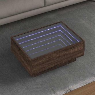 vidaXL Vidaxl - LED-Couchtisch Braun Eichen-Optik 70x50x30 cm Holzwerkstoff