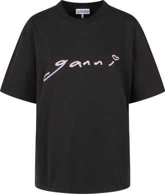Ganni Femme, Tops, Noir, Taille: 42 FR Heavy Cotton Jersey Relaxed Fit