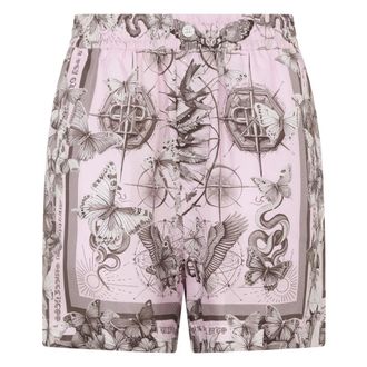 Philipp Plein Silk Shorts Butterfly Tattoo - - Shorts - Damen - Rosa - S