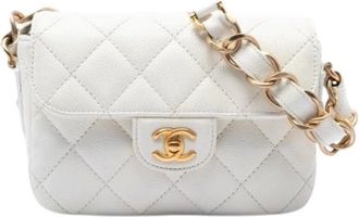 Chanel Sac bandouli&egrave;re matelass&eacute; en cuir caviar Pre-owned - Femme - Pre-owned - Blanc - Taille: ONE Size
