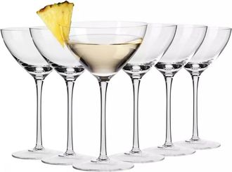 Krosno | Martini-, Cocktails und Getränke Gläser | Set 6 x 245 ml | Harmony Kollektion | Für Partys und Partys | Glatter Rand | Langer Fuß | Bleifreies Cryst