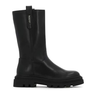 Kazar Femme, Chaussures, Noir, Taille: 35 EU Bottes plates en cuir avec tige haute