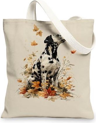 Generic Sacs fourre-tout en toile pour chien, sacs de courses réutilisables avec impression artistique de chien, style dautomne rustique, légers et lavables p