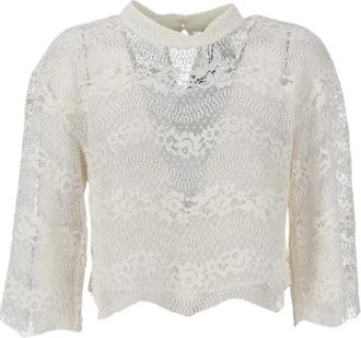 Twinset Femme, Blouses et Chemises, Beige, Taille: 42 FR Blouse en dentelle macram&eacute;