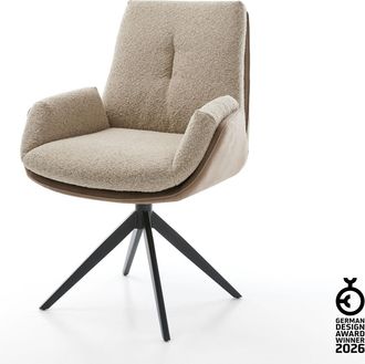 DELIFE Drehstuhl Clea-Flex Materialmix Schlamm Kreuzgestell breit Schwarz 360&deg; drehbar, Esszimmerst&uuml;hle