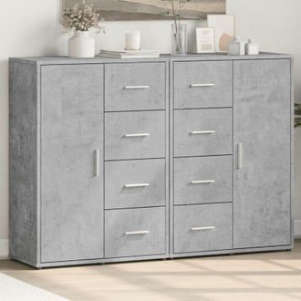 vidaXL Vidaxl - Buffets 2 pcs gris b&eacute;ton 60x31x84 cm bois ding&eacute;nierie