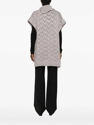 Fabiana Filippi Alpaca-Merino Knit Cape - Gray