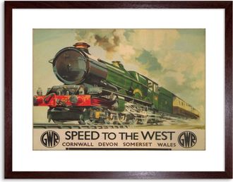 Wee Blue Coo GWR RAILWAY TRAIN STEAM ENGINE CORNWALL WALES FRAMED ART PRINT F97X1242