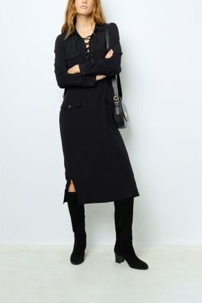 Gerard Darel Robe longue noire &agrave; lacet - SIRENA - Noir