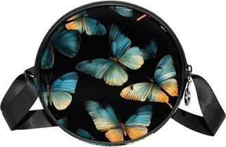 Generic Petit sac &agrave; bandouli&egrave;re circulaire pour femme, petit sac &agrave; bandouli&egrave;re psych&eacute;d&eacute;lique avec fermeture &eacute;clair et bretelles r&eacute;glables style d&eacute;contract&eacute; po