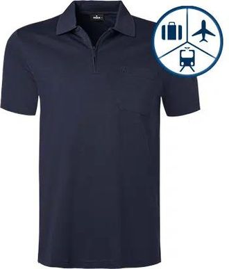 Ragman Herren Zip-Polo blau Baumwoll-Piqu&eacute;