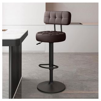 Generic H&ouml;henverstellbarer Drehhocker mit R&uuml;ckenlehne, K&uuml;chenstuhl Aus Pu-Kunstleder f&uuml;r K&uuml;chentheke, Essbereich, 60-80 cm