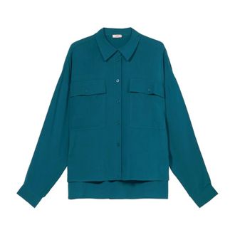Oltre Femme, Blouses et Chemises, Bleu, Taille: 44 FR Chemise en viscose avec poches poitrine