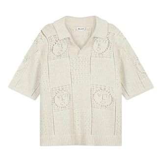 Olaf Hussein Face Logo Strickpolohemd - - Knitwear - Herren - Wei&szlig; - S