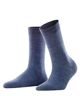 Falke Softmerino W So laine coton unies 1 paire, Chaussettes Femme, Bleu Dark Blue Melange 6688, 37-38