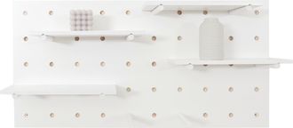 Mendler Wandpaneel HWC-P24, Wanddekoration Wandregal Steckboard Lochplatte, 4 Ebenen Aufhängung 100x50cm FSC - weiß