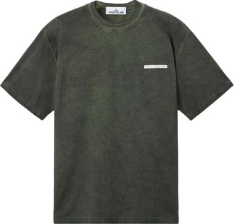 Stone Island T-Shirt aus gek&auml;mmtem Baumwolljersey mit Velo-Effekt - - Tops - Herren - Gr&uuml;n - S