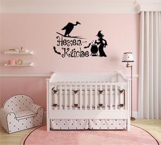 Indigos UG Wandtattoo Wohnzimmer - Wandaufkleber Hexenk&uuml;che 114cm x 60cm schwarz E937 - Aufkleber Kinderzimmer Schlafzimmer K&uuml;che Badezimmer B&uuml;ro Dekoration