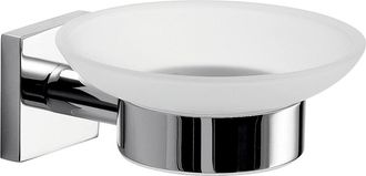 Gedy Manila Seifenschale, Farbe Chrom, Komponenten aus Edelstahl 304, Chrom und satiniertes Glas, Ma&szlig;e 5,4 x 10,8 x 12,9 cm und Gewicht 0,1 kg, einzigartig