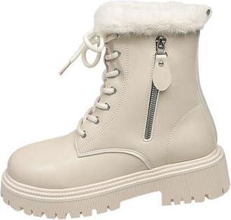 Generic Bottes de neige imperm&eacute;ables doubl&eacute;es en polaire pour femme - &Eacute;l&eacute;gantes - Couleur unie - Talon &eacute;pais - Fermeture &eacute;clair lat&eacute;rale - Confortables - Chau