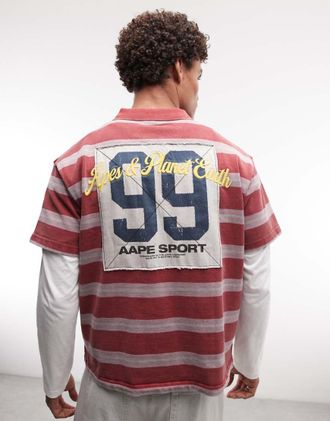 Aape By A Bathing Ape Aape by A Bathing Ape - Polo oversize &agrave; rayures - Rouge et blanc-Multi
