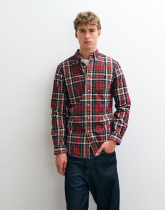 Polo Ralph Lauren Sportliches Oxford-Hemd mit geb&uuml;rsteter Oberfl&auml;che in Rot und Gr&uuml;n