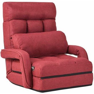 Costway Costway - Fauteuil Convertible, Fauteuil Convertible 1 Place avec Oreiller, Rembourr&eacute; avec Eponge Doux et Elastique, 5 Positions Disponibles pour