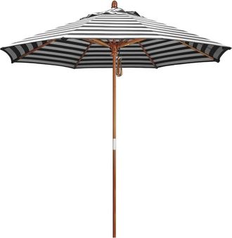 Generic Gartenschirm Ø 270 cm, Groß Strandschirm für den Strand, Rund Balkonschirm, UV-beständig Schwarz Weiß Streifen Marktschirm, 8 Rippen, ohne Ständer