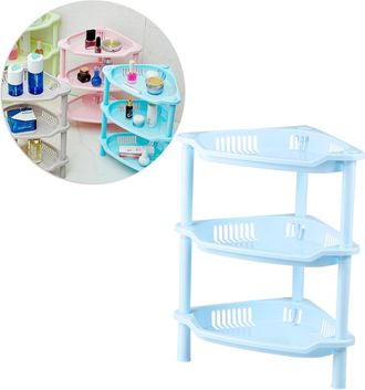 Garneck 3schicht Plastikregale Für Küche Bad Organizer Kunststoffkorb Eckregal Schreibtischständer Blau Langlebig Und Leicht Zu Reinigen