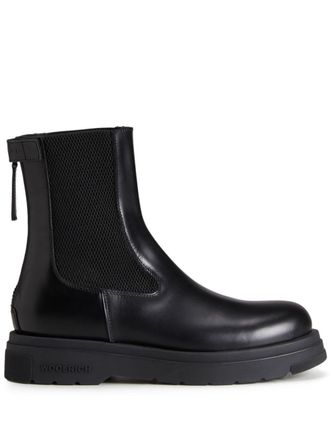 Woolrich bottines chelsea en cuir à logo embossé - Noir